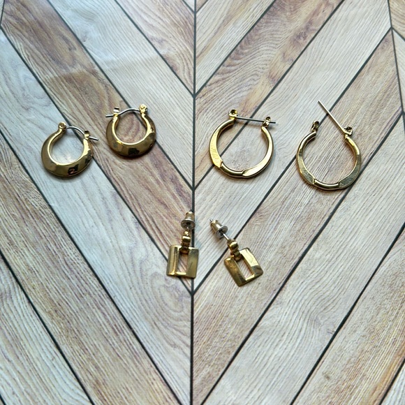 Jewelry | New 3 Pairs Gold Earring Set | Poshmark